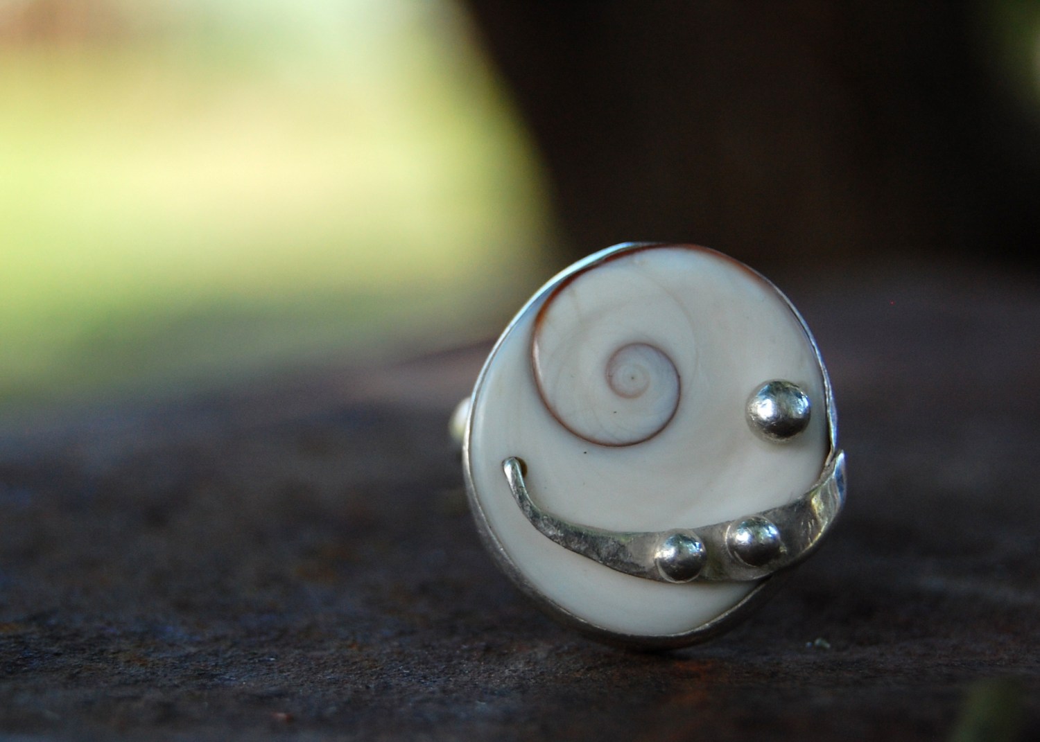Spiral Galaxy Ring- sterling silver, sea shell, SOLD. – Sculpted Array